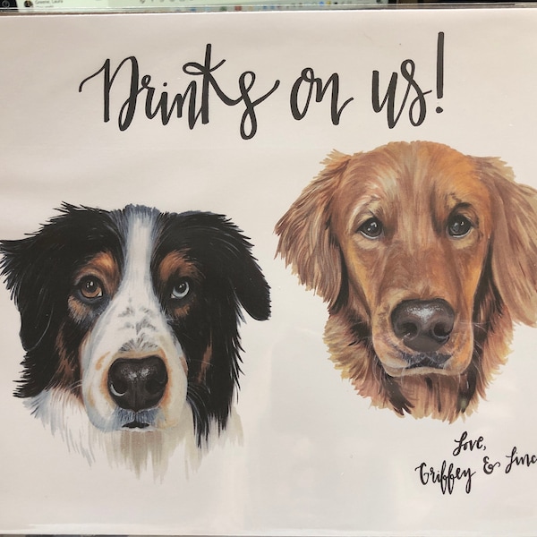 Custom Bar Wedding Sign With Pet Portrait, Bar Menu, Specialty ...