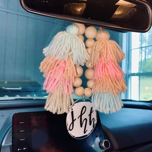Tassel Car Charm Rainbow Car Accessories Rear View Mirror | Etsy