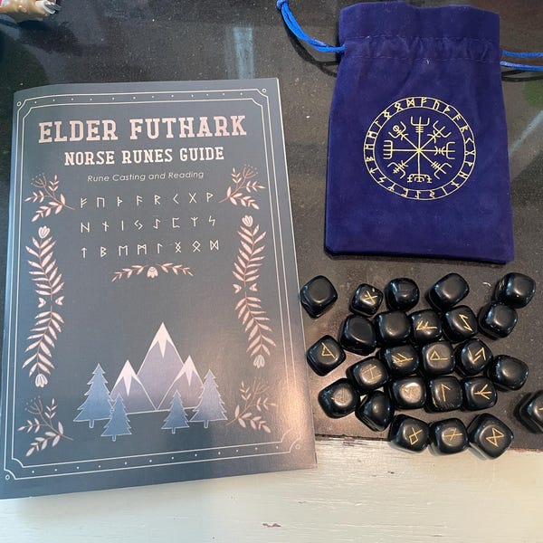Rune Stones Gift Set Includes 21 Page Guide Book and Free Bag ...
