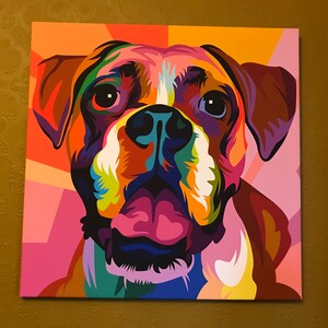 Boxer Dog Colourful Canvas Picture Print Wall Art Home Decor | Etsy