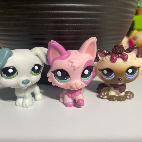 Littlest Pet Shop Dog LPS Blind Bag Pink Husky #1793 Glitter #2297 Blue ...