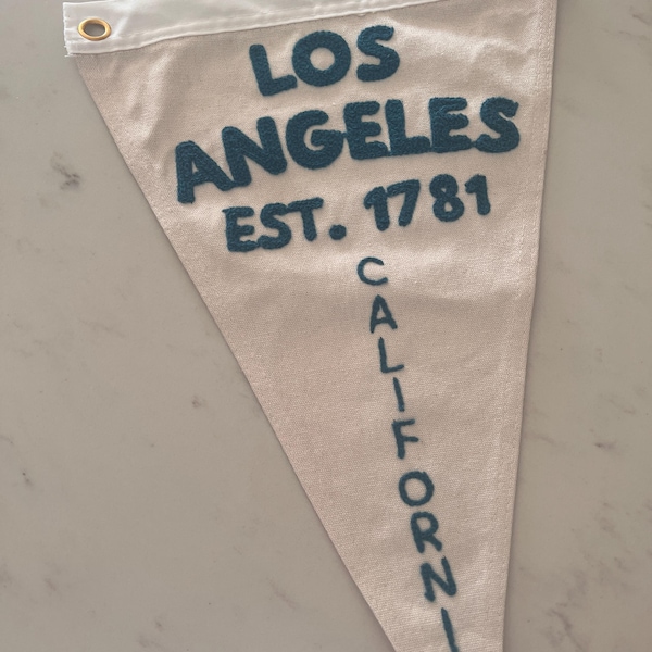 Hand Embroidered Los Angels City Pennant Flag Custom Unique City Name ...