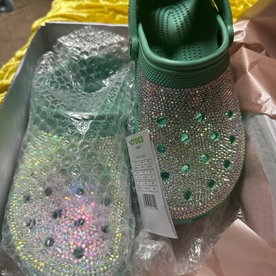 Slip on Clogs Custom Pearl and Rhinestone Pink Fully Blinged Shoes ...