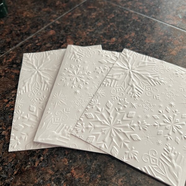 8 3D Embossed Snowflake Christmas Cards, White Winter Holiday Cards Set ...