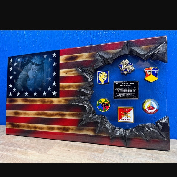 Navy Seal Patch Series - Professional Wooden American Flag Gift - Customization for ETS/PCS ...