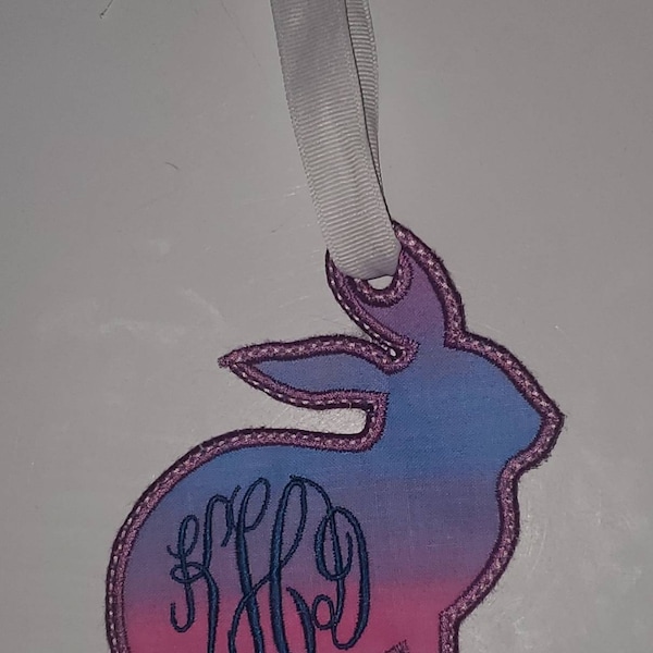 Rabbit Silhouette Tag in the Hoop Applique Machine Embroidery Design ...
