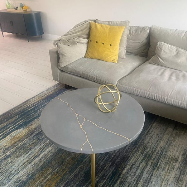Concrete Kintsugi Round Coffee Table - Etsy