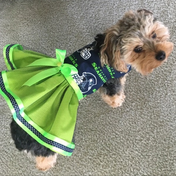 Seattle Seahawks Dog Dress, Dog Tutu Dress, Seattle Seahawks Tulle Dog ...