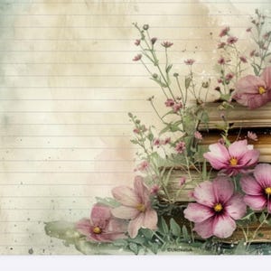 Printable Writing Paper With Beautiful Floral Design, PDF and JPG - Etsy