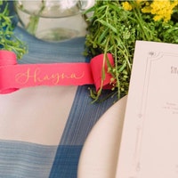 Circle Colorblock Wedding Menu With Place Card Multiple Colors, Modern ...