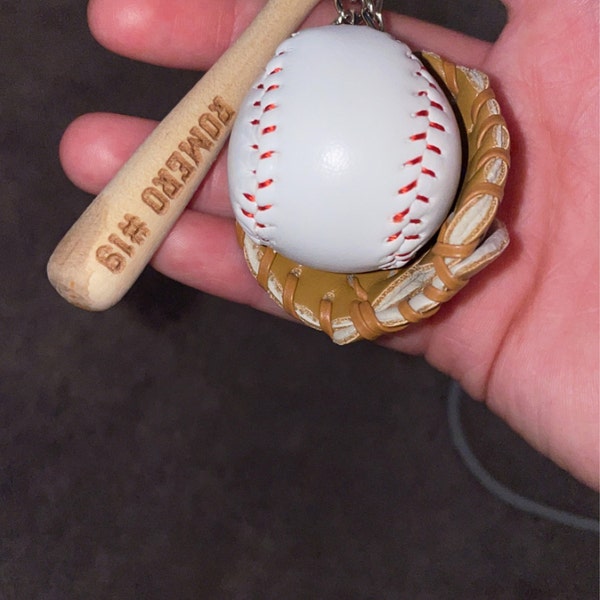Baseball Key Chain | Mini Baseball Set Bag Tag | Custom for Baseball ...