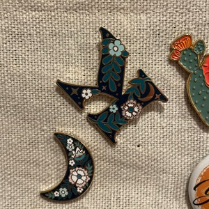 Botanical Letter Enamel Pin Personalize With Your Initial or Monogram ...