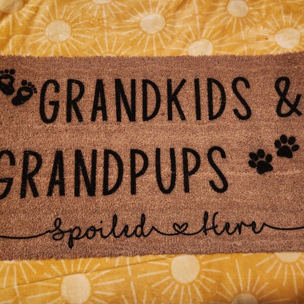 Grandkids and Grandpups Spoiled Here Doormat for Grandma Welcome Mat ...