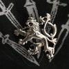 Medieval Two Tailed Lion Sterling SILVER BROOCH Kingdom Bohemia Czech ...