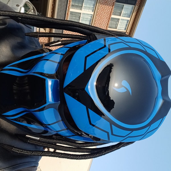 Custom Predator Motorcycle Helmet Had-painted Blue Line (dot & Ece ...
