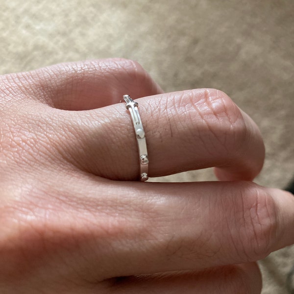 Sterling Silver Rosary Ring, Prayer Ring, First Communion Ring ...