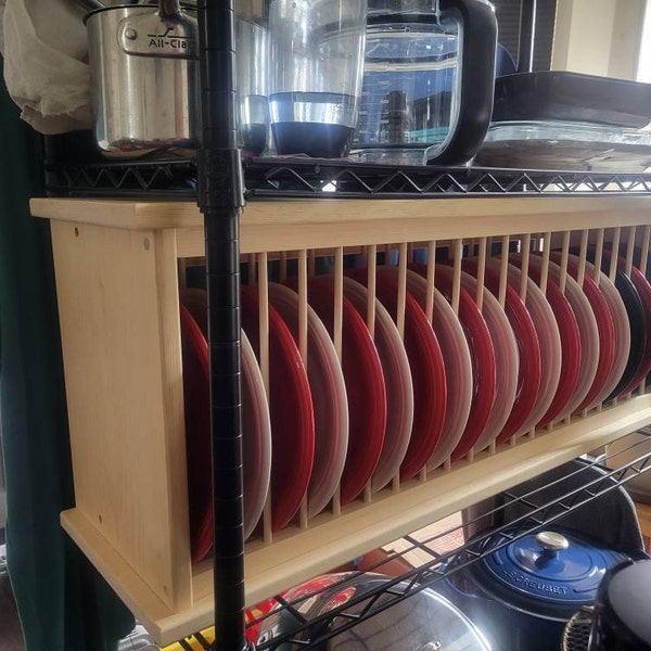 Kitchen Window Plate Rack Shelf Wood Dish Cabinet for Plates Mugs Tea ...