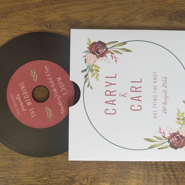 Retro 'vinyl' Record CD Wedding Invitation, Personalised CD Record ...