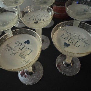 Custom Birthday EDIBLE Wafer Drink Topper, Cocktail Topper, Custom ...