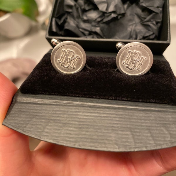 Silver Personalised Monogram Cufflinks, Engraved Cufflinks, Custom ...