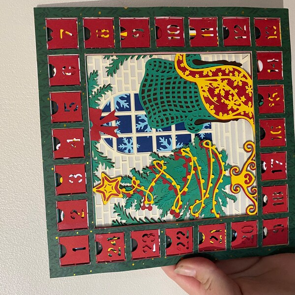 3D SVG Christmas Shadow Box, Advent Calendar Svg, Santa Claus Shadow ...