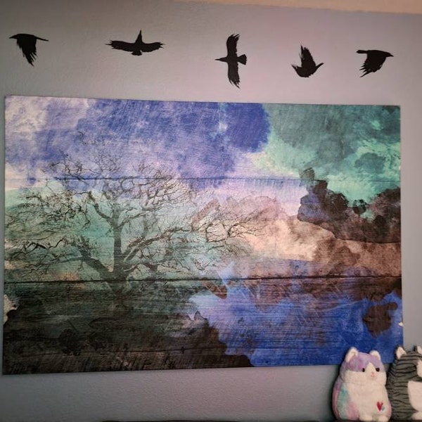 Black Crows Wall Decal - Nature Wall Decal, Crow Art, Flying Bird Art ...
