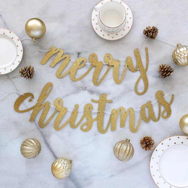 Custom Cursive Gold Glitter Banner / Personalized Script Glitter Sign ...