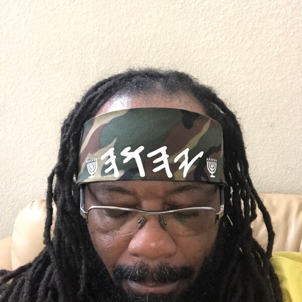 Hebrew Headwear Israelite Mitre Gold Menorah Hebrew Bandana Paleo ...