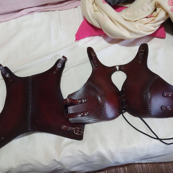 Shieldmaiden Warrior Armor, Antique Brown Leather Female Viking Chest-plate LARP Cosplay ...