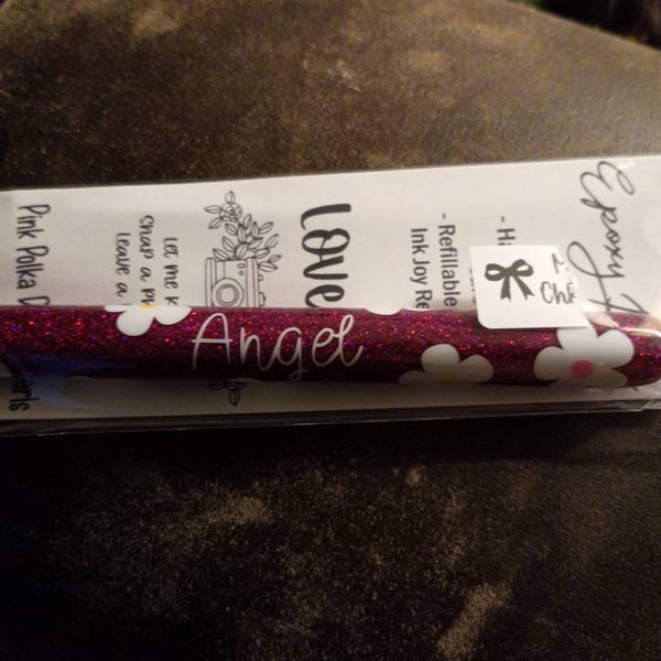 Personalized Spring /flowers Epoxy Glitter Black Ink Pen: Refillable - Etsy