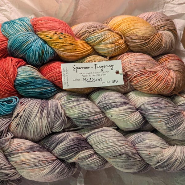 Wren Field of Flowers, Hand Dyed Yarn, Worsted Weight, Superwash Merino ...