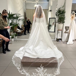 ANNA Drop Royal Floral Cathedral Veil/floral Cathedral Veil/ | Etsy