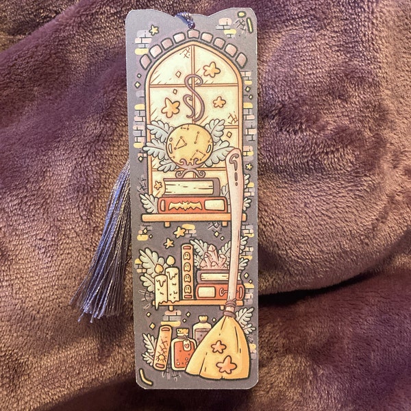 2"x6" Witch Library Halloween Bookmark With Tassel, Spooky Aesthetic ...
