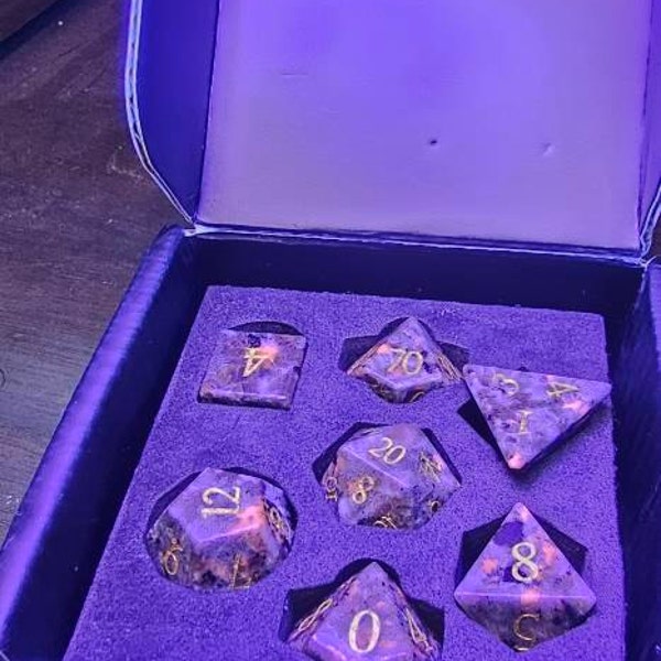 Full Set Yooperlite Gemstone Dice| Stone Dice Set |engraved Gemstone ...