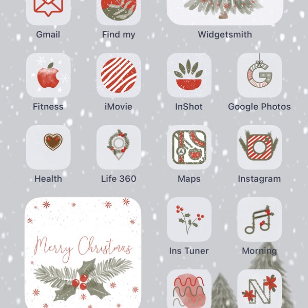 Christmas Ios App Icons Winter App Icons iPhone Christmas Ios14 ...