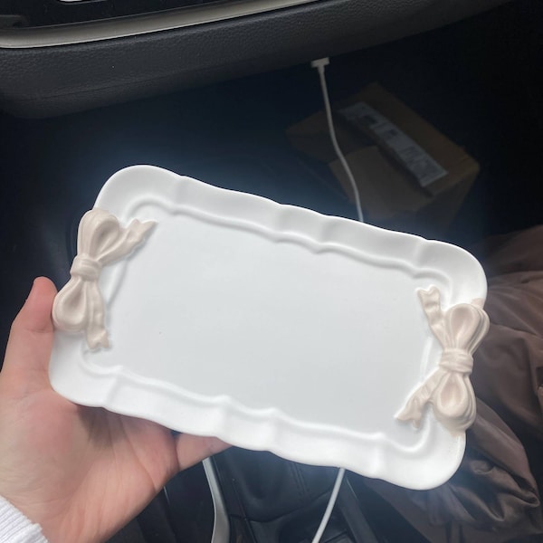 Pink Bow Tray, Jewelry Dish, Bow Ring Holder, Trinket Dishes, Bow Decor ...