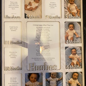 Baby First Year Personalized Frame Holds Twelve 2.5 X 3.5 Newborn ...