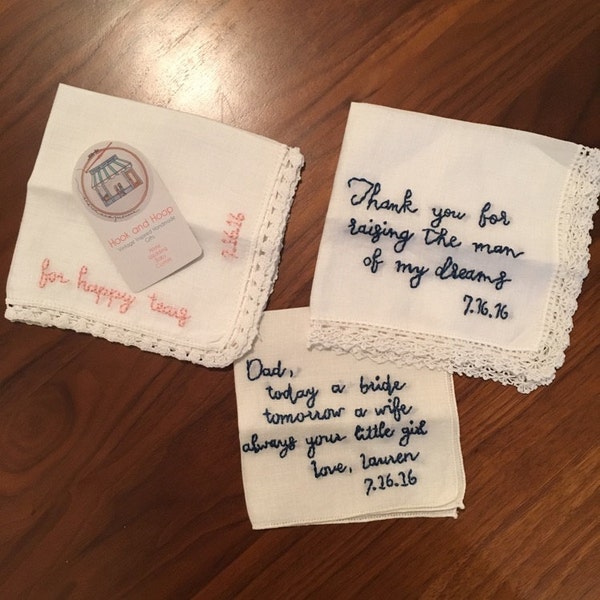 Hand Embroidered Handkerchief for Mom, Hanky for Wedding Day, Mother of ...