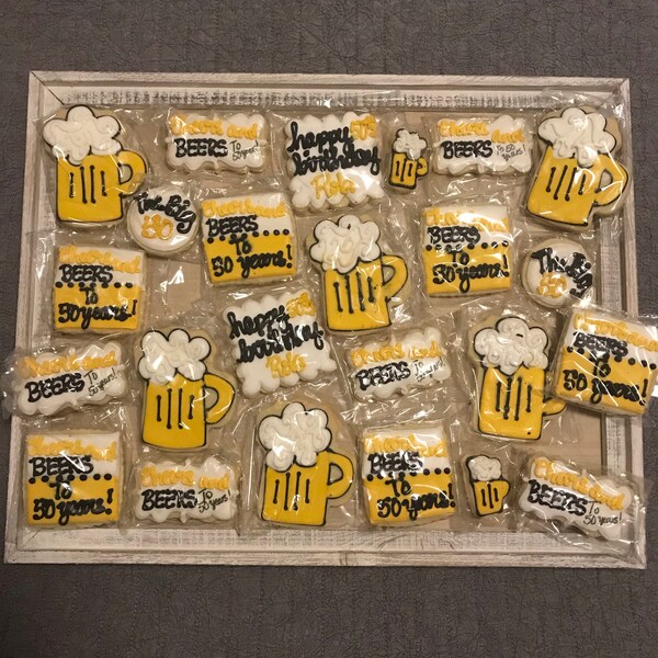 50th Birthday Beers and Cheers Birthday Sugar Cookies - Etsy