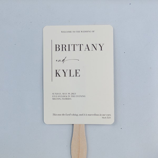 Minimal Wedding Program Fan, Printable Program Fan Template, Wedding ...