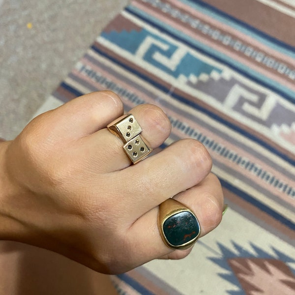 Lucky 7 Dice Ring Hand Made in Solid Brass Made to Order ( Hand Carved ...