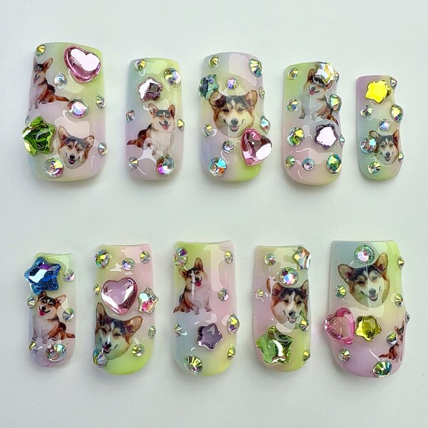 Nail Decals, Water Slide Nail Transfers, Nail Stickers, Dogs Photo ...