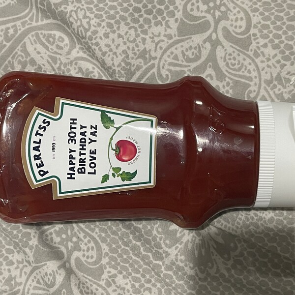 Personalised Ketchup Label/sticker - Diecut - ADD ANY TEXT - Custom ...
