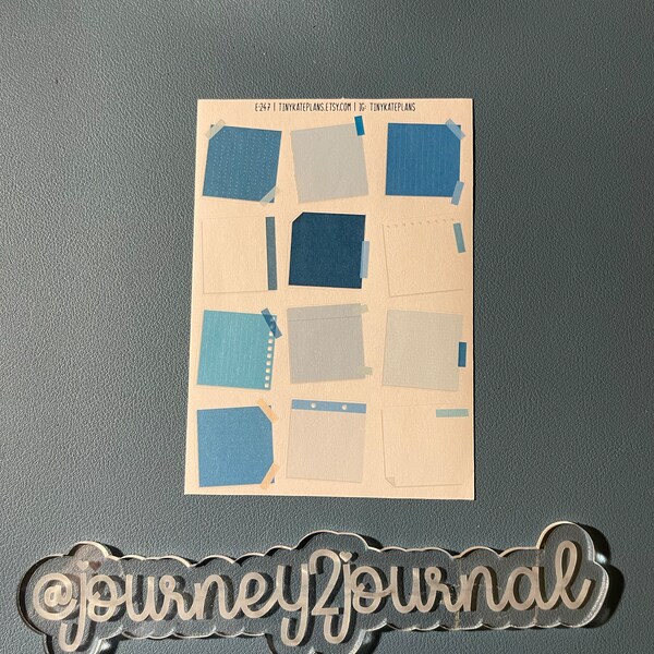 12 Blue Sticky Note Planner Stickers, Notepad Planner Stickers, Blank ...