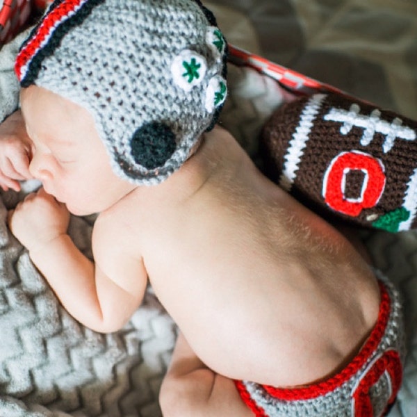 Crochet Ohio State Buckeyes Inspired Newborn Baby Boy Photo Prop Outfit ...