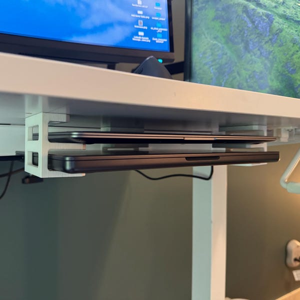 Under Desk Double Decker Laptop Holder Mount | Fits Double the Laptops ...