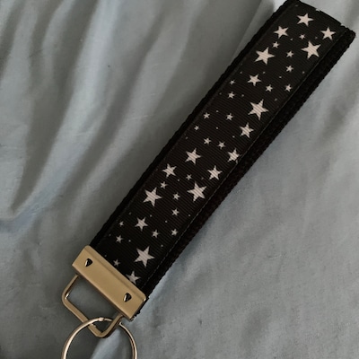 Stars Wristlet Keychain / Black and White Key Strap / Star Key Fob - Etsy