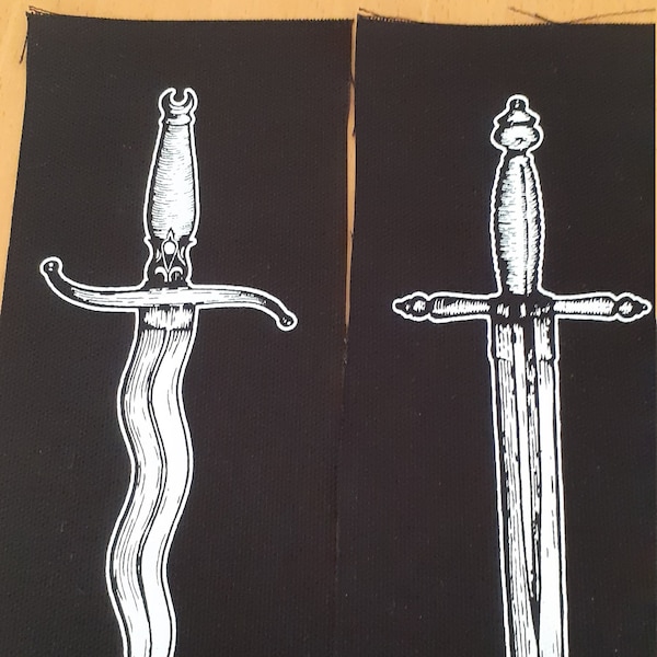 Patch Set "daggers" - Two Screen Printed and Hand Cut Dagger Patches - Etsy