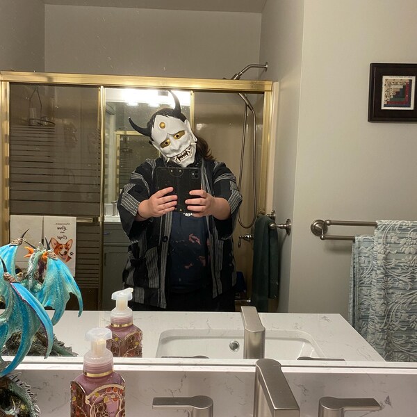 Grey Goblin Oni Mask / Wearable Oni Mask / Japanese Yokai Style Mask - Etsy