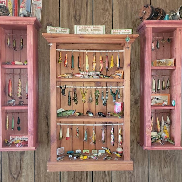 Fishing Lure / Reel Display Cabinet. Holds Over 35 Lures. Handmade in ...